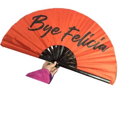 China Customized Large Wooden Folding Wedding Hand Fan Personalized Black Rave Hand Fan for Party Event Weddings for sale