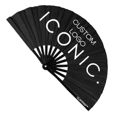 China Factory Sale Hand Fans 33 cm Big Custom Folding Fabric Advertising Fan Large Bamboo Hand Fans With Plastic/Bamboo Handle for sale