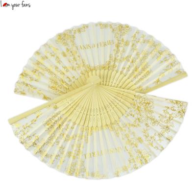 China Top-ranking Suppliers Wholesale Custom Printed Logo Folding Bamboo Handfan Rib Wedding Wooden Hand Held White Paper Fans for sale