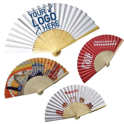 China Portable 21Cm Custom Bamboo Fan Paper Bamboo Folding Hand Fan for Advertisement for sale