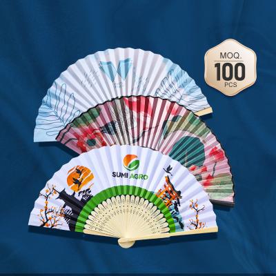 China I AM YOUR FANS MOQ 50PCS Personalized Bamboo Custom Hand Fan Paper Fabric Printing Folding Hand Fan for sale