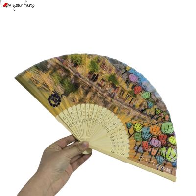 China Personalized Hand Fan With Personalized Custom Logo Traditional Chinese Folding Fan in Bamboo for Wedding for sale