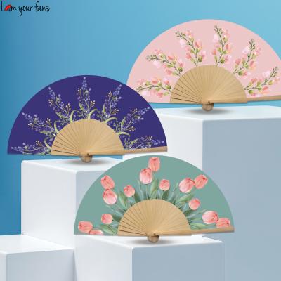 China Personalised Customised Printed Wooden Folding Hand Fan Custom Design Logo for Wedding Festival Parties Rave Accessories for sale