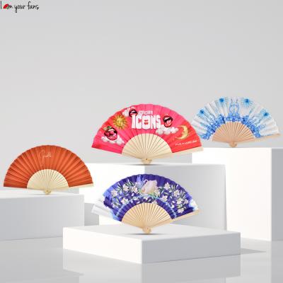 China Personalised Spain Hand Fans Custom Printed Folding Fans Hand Held Wood Fan for sale