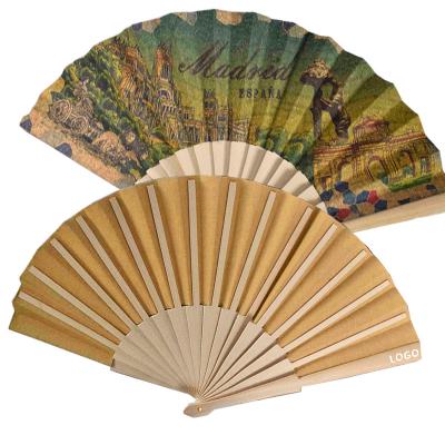 China Hot Sale Wholesale Custom Printed Logo Folding Wood Hand Fan High Quality  Gift Wooden Fan for sale