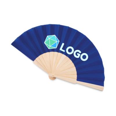 China Factory Custom Logo Wedding Hand Folding Fan Wooden Hand Fan Portable Wooden Ribs Hand Fan for Promotional Gift for sale