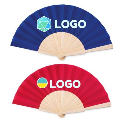 China Promotional Fan Handle Wood Wedding Favor Gifts Love Folk Art Fan Box Wood Customized Logo Color for sale