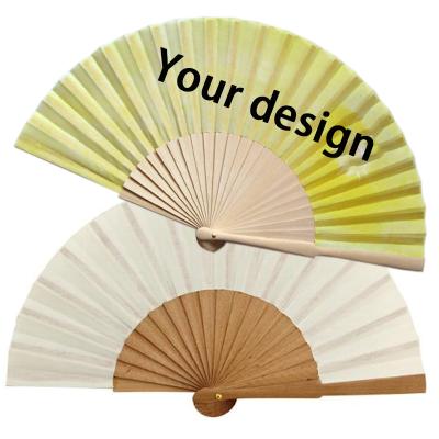 China 23cm Factory Hot Sale Wood Han Fan Craft Gift Folding Wooden Handle Fan Wood Promotion Fan for sale