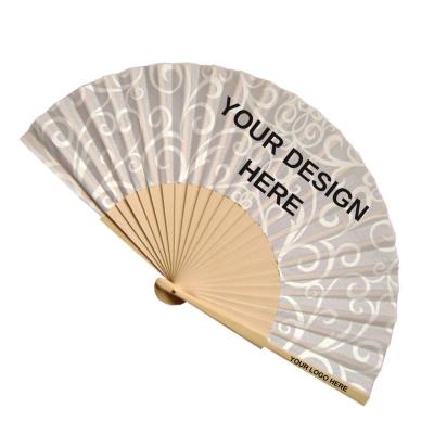 China High Quality Custom Gorgeous Wooden Folding Hand Fan With Pouch for sale