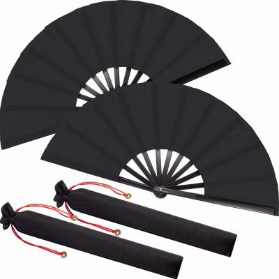 China [I AM YOUR FANS] Best Selling Big Size Black Plastic Hand Fan With Pouch Make of the Rave Party  Large Size Hand Fan for sale