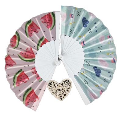 China Small Handheld Fan Cartoon Shaped Plastic Mini Kids Custom Folding Plastic Ribs Hand Fan for sale