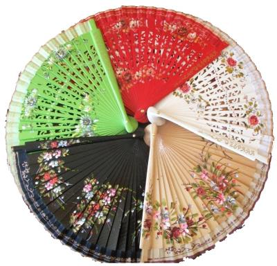 China Hot Selling Craft Gifts Spanish Style Wooden Fan Handle Hand Painted Spanish Wood Fan for sale