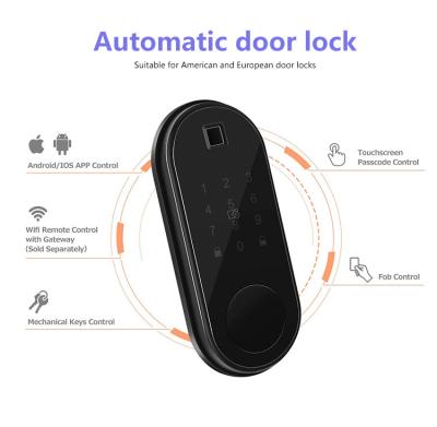Cina Smart Deadbolt Door Lock Fingerprint Password RFID Card Wifi Controllo chiavi meccaniche in vendita