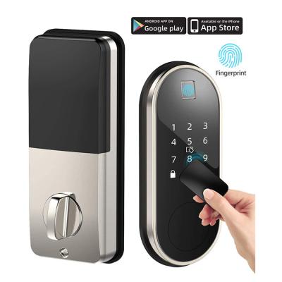 Cina Smart Deadbolt Door Lock Fingerprint Password RFID Card Wifi Controllo chiavi meccaniche in vendita
