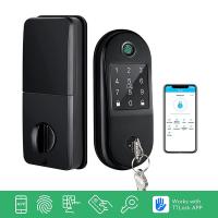 China Bluetooth Smart Deadbolt Door Lock Black Ttlock Digital Door Lock for sale