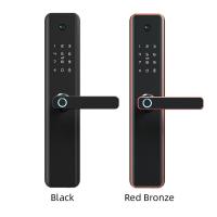 China Red Bronze Smart Camera Door Lock Intelligent Keyless Lock With Camera for sale