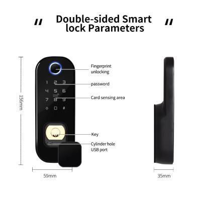 中国 認識のTuyaのAppが付いている電子ドア ロックのキーレス無線電信の指紋をとりなさい 販売のため