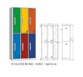 China Powder coated steel storage locker FYD-G008,6 door,6 handle,6 lock,very safety,in stock for sale