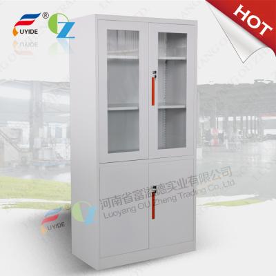 China KD office steel double doors cupboard FYD-W001,CNC machine ensure  glass cupboard quality for sale