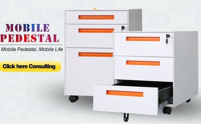 China 2 drawer steel mobile pedestal,SPCC metal roll mill0.5-1.2 mm thickness, 5 caster for sale