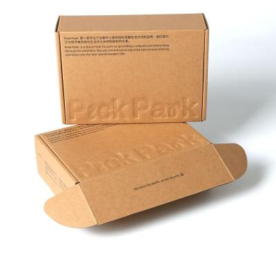 China CMYK Brown Kraft Paper Box Clothing Mailer Shipping Packaging With Embossing Text for sale
