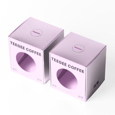 China Square Paperboard Auto Lock Coffee Packaging Box With Cycle Window Custom Thickness for sale