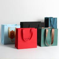 Quality Eco Friendly Paper Carrier Bags With Logo , Luxurious Silk Ribbon Paper Gift for sale