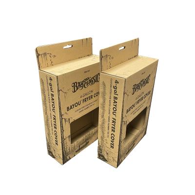China OEM Cardboard Display Box Kraft Paper Hang Box Packaging With Transparent Window for sale