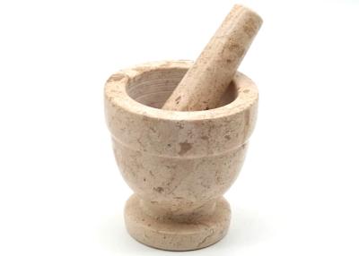 China 4 Zoll-Stein-Mörser und natürlichen Marmor mit gesetzter beige Farbe zerstoßen zu verkaufen