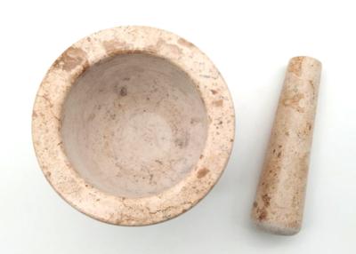 China Almofariz da pedra de 4 polegadas e para moer o mármore natural com cor bege ajustada à venda