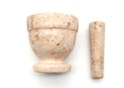China Almofariz da pedra de 4 polegadas e para moer o mármore natural com cor bege ajustada à venda