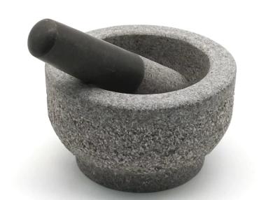 China Narbiger schwerer Oberflächengranit-Steinmörser-und Stampfe-Satz Molcajete-Guacamole-Schüssel-Schleifer zu verkaufen