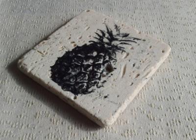 China Gifts Plain Stone Coasters , Travertine Square Stone Coasters 10 x 10 cm for sale