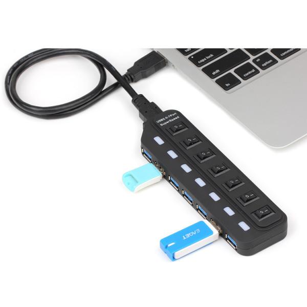 7つの港マイクロUsb充満ケーブルのハブ スイッチ/LEDを共有する両方のあらゆる港
