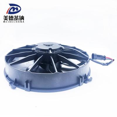 China Powerful Cooling Solution Black Plastic 12V and 24V Condenser Fan for Bus Air Conditioner for sale