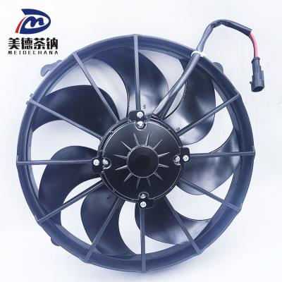 China Powerful Cooling Solution Black Plastic 12V and 24V Condenser Fan for Bus Air Conditioner for sale