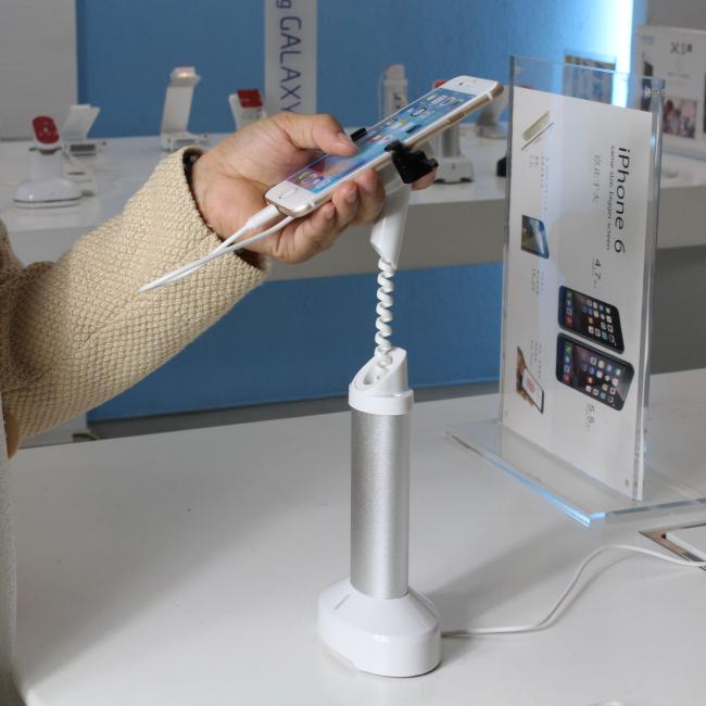 anti-thet system security display grip smartphone stand with cable concealed inside