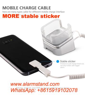 China COMER acrylic anti-theft cable lock for smartphone security display stands with alarm sensor and charging cord for sale