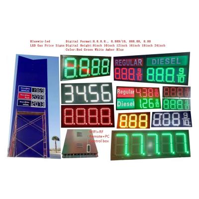 China Waterproof digital channel LED screen oil price sign for gas station for sale