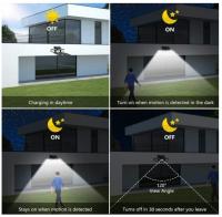 China Solar Powered Motion Sensor Three Heads Led Flood Light 2000MA for sale