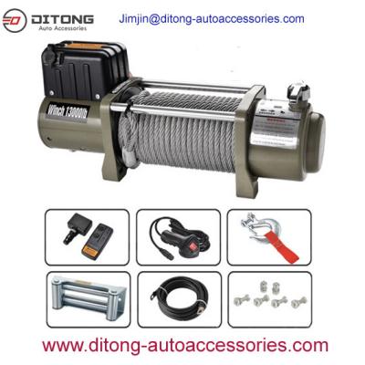 China 4x4 13000lbs wireless control Jeep Electric Winches 12V for sale