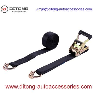 China 38MM Ratchet Tie Down Straps Cargo Lashing Belt with Rubber Handle for sale