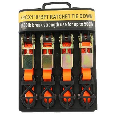 China 4pcs 1Inch 15ft Red Ratchet tie down for sale