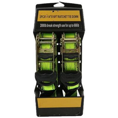 China 2PC 32MM 10FT Ratchet straps with long Aluminum handle for sale