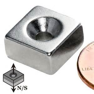 China custom-made big block neodymium magnet with countersink/square ndfeb magnet with hole for sale for sale