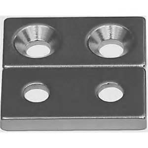 China Block ndfeb magnet permanent type with two countersink for sale