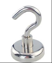 China Neodym Flat Pot magnet with Hook 0 4/5x0 3/5in 19.8lbs strong Hole for sale