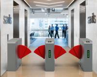 China Stainless Steel Flap Turnstile Gate 550mm Passage Width 220V Access Control System for sale