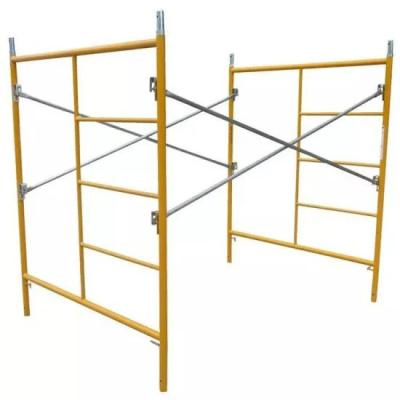 China Yellow Powder Coated Q235 Steel Step Ladder Frame Scaffolding for Commercial Construction for sale