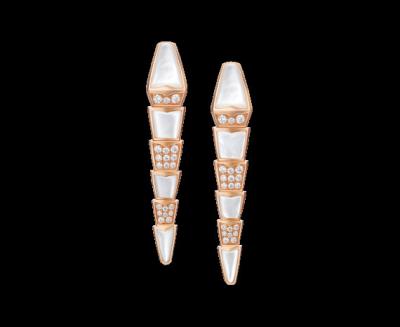 China   Serpenti earrings in 18 kt pink gold with mother of pearl and pavé diamonds Ref. 350678 OR857278 for sale